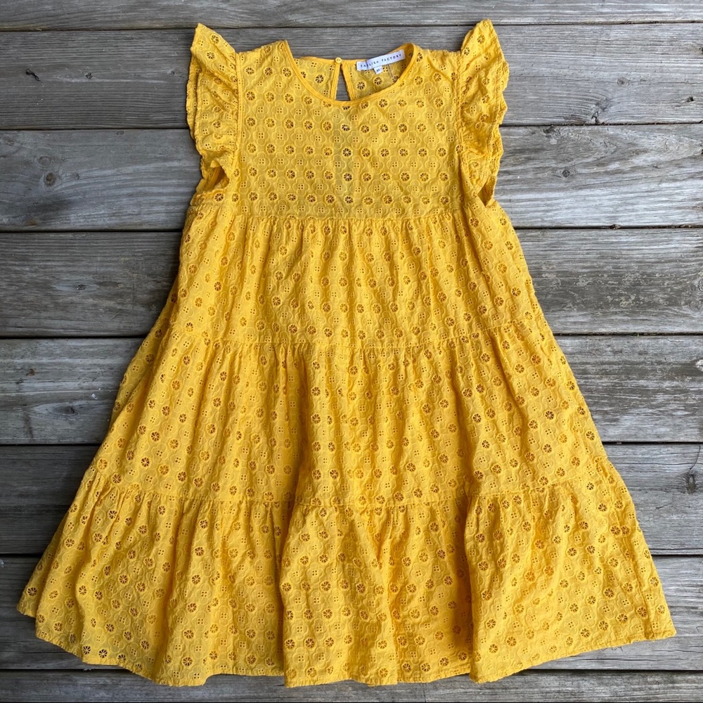 English Factory Yellow Eyelet Tiered Sun Dress - Gem
